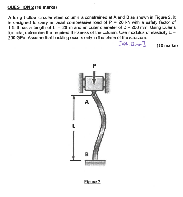 Solved A long hollow circular steel column is constrained at | Chegg.com