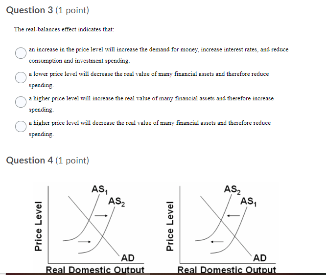 Solved Question 1 (1 point) A rightward shift of the AD | Chegg.com