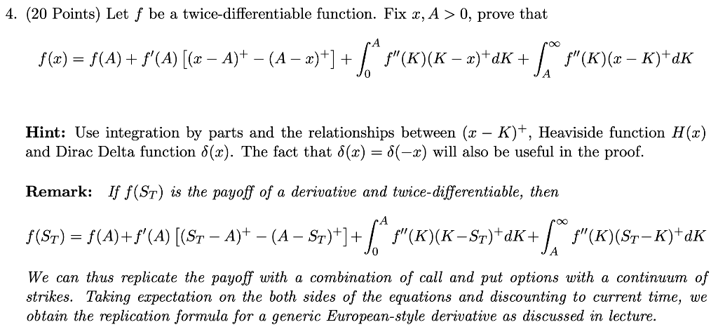 Solved 4. (20 Points) Let f be a twice-differentiable | Chegg.com Solved 4. (20 Points) Let f be a twice-differentiable | Chegg.com