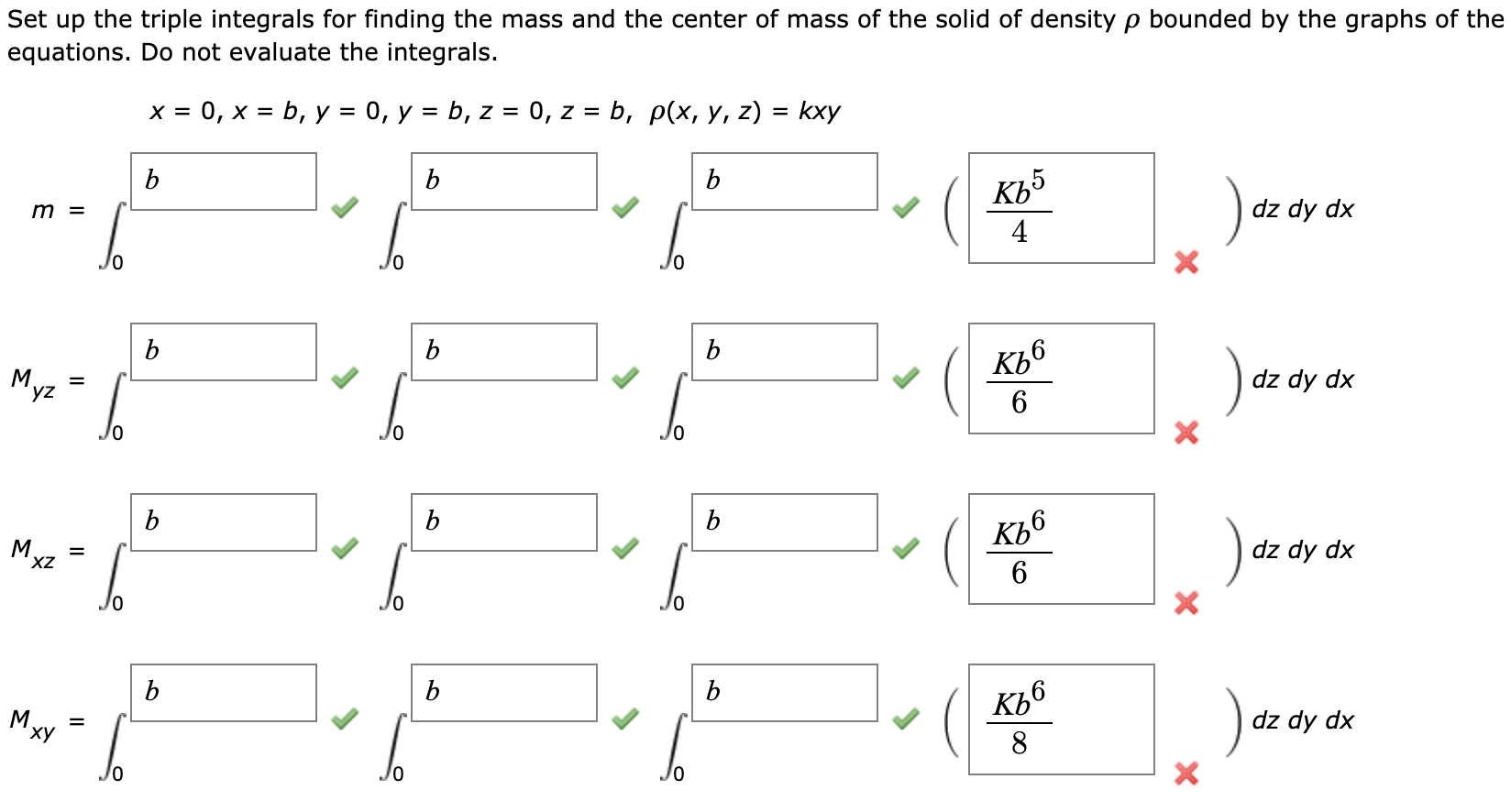Solved Set up the triple integrals for finding the mass and | Chegg.com