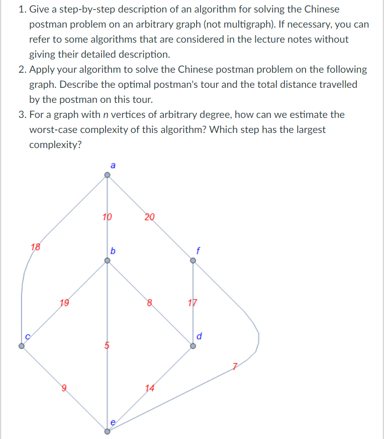 Solved 1. Give a step-by-step description of an algorithm | Chegg.com
