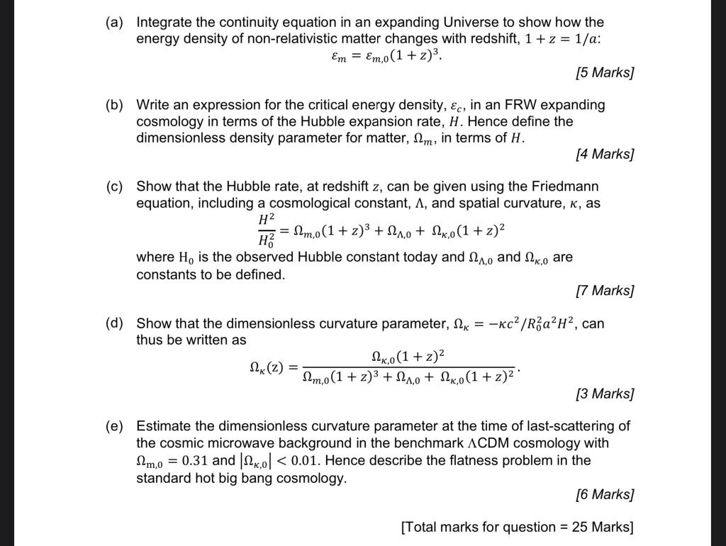 Solved (a) Integrate the continuity equation in an expanding | Chegg.com