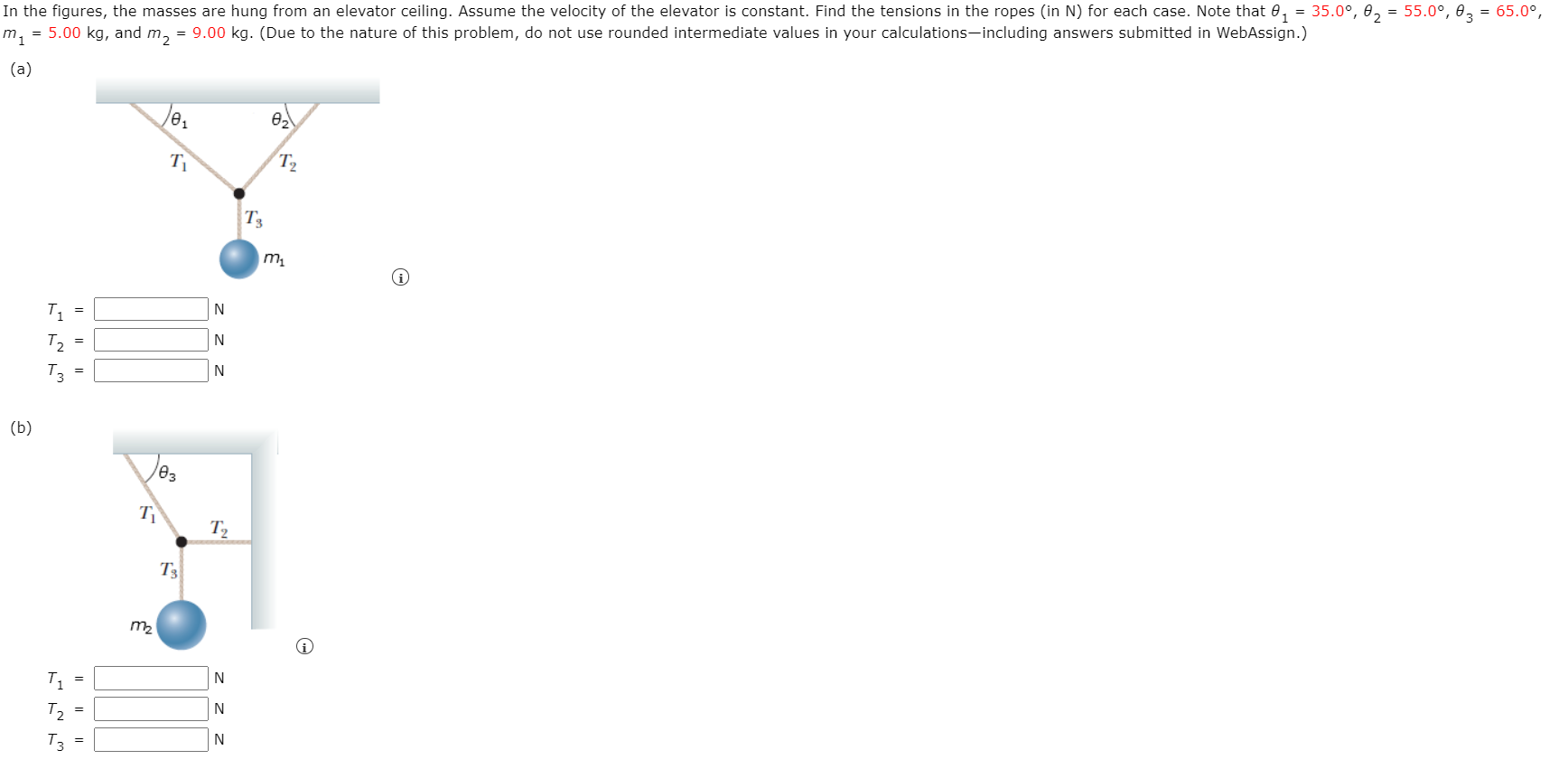 Solved In the figures, the masses are hung from an elevator | Chegg.com