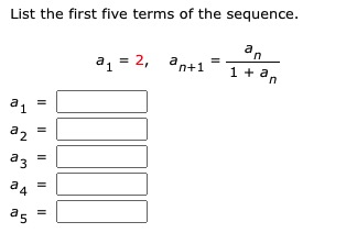 Solved List the first five terms of the sequence. | Chegg.com
