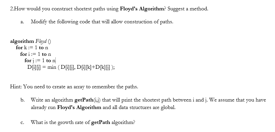 2.How would you construct shortest paths using | Chegg.com