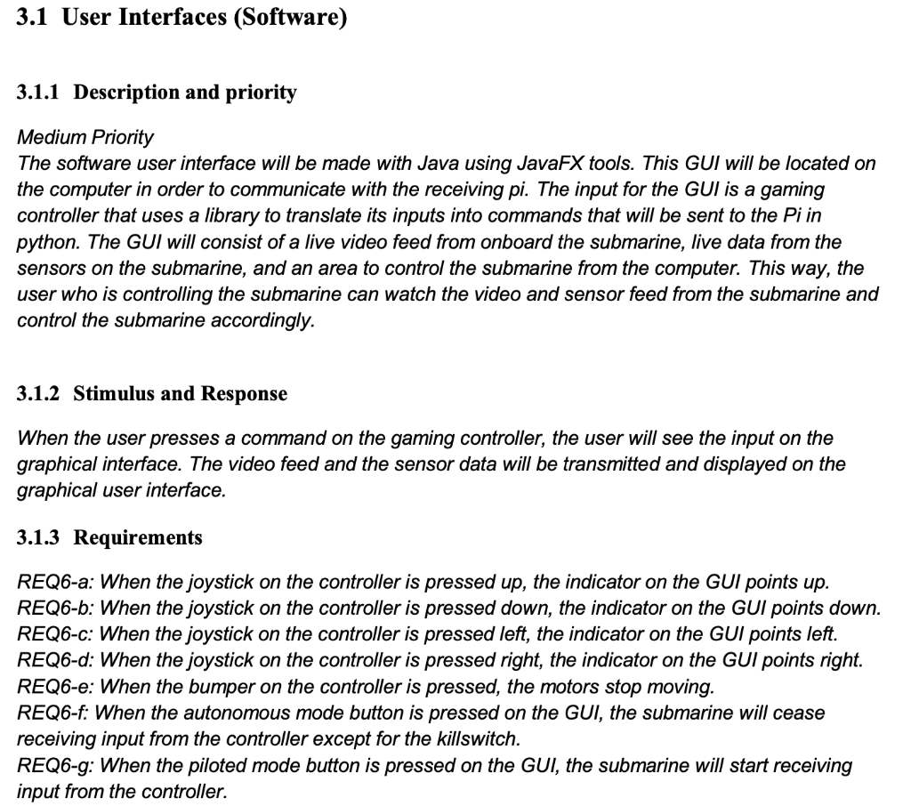 Solved 3.1 User Interfaces (Software) 3.1.1 Description and | Chegg.com