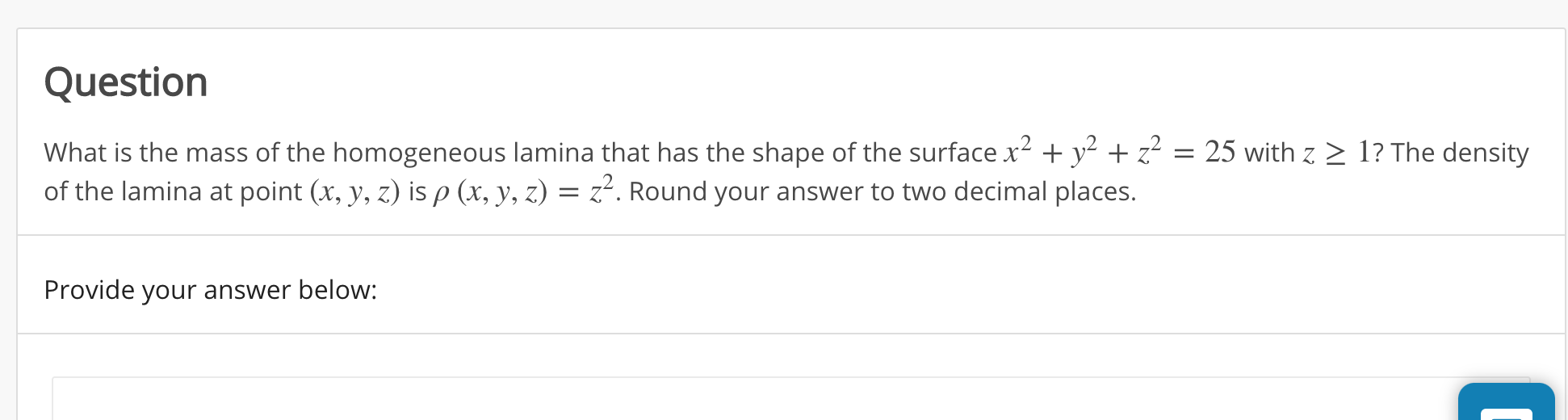 Solved Question What is the mass of the homogeneous lamina | Chegg.com