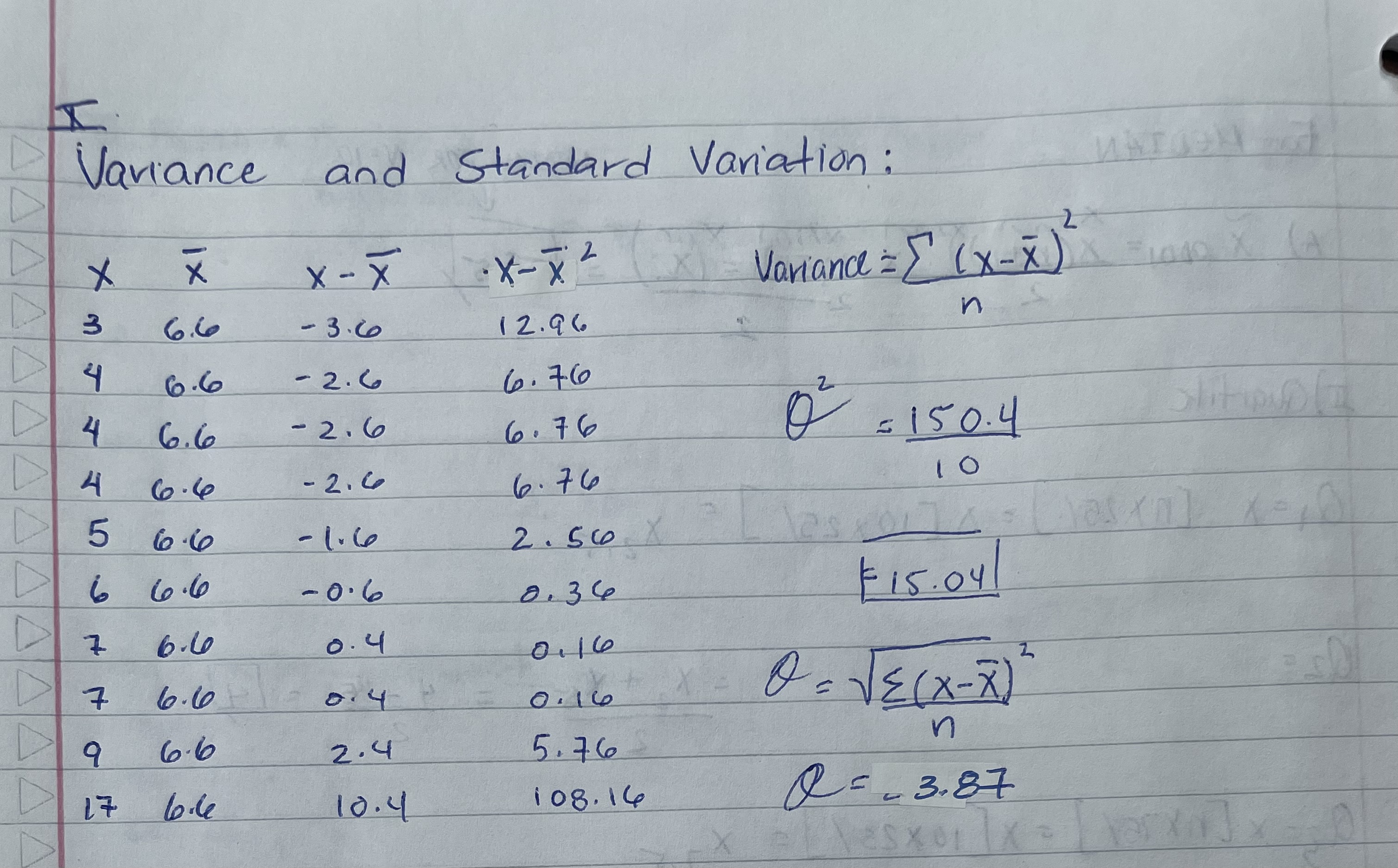 π Variance and Standard Variation: | Chegg.com