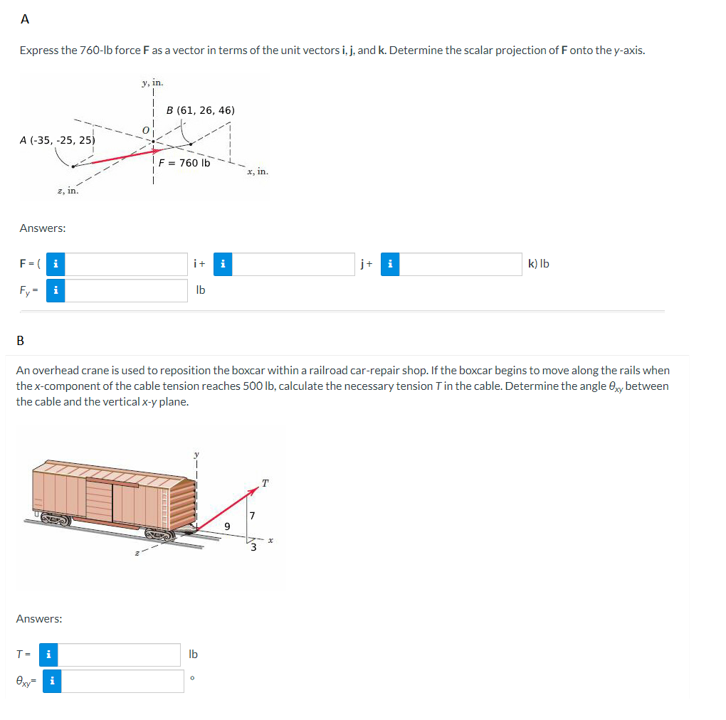 Solved A Express the 760-lb force F as a vector in terms of | Chegg.com