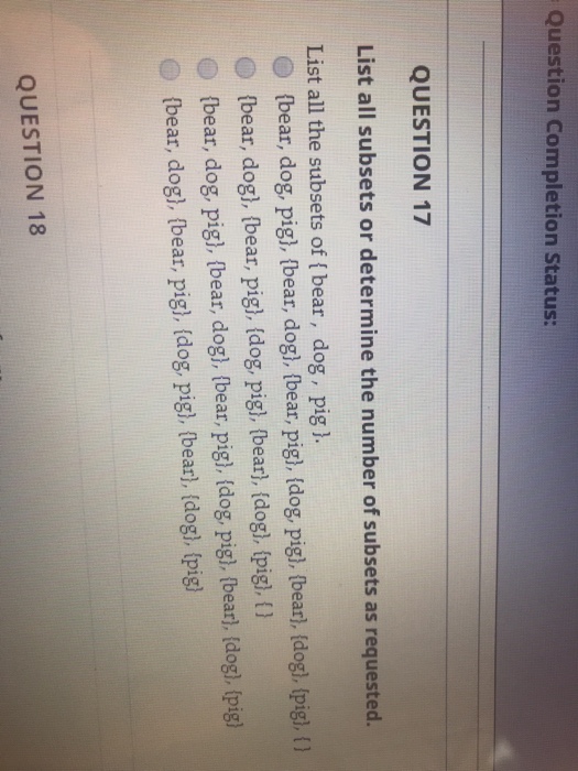 Solved Question Completion Status: QUESTION 17 List all | Chegg.com