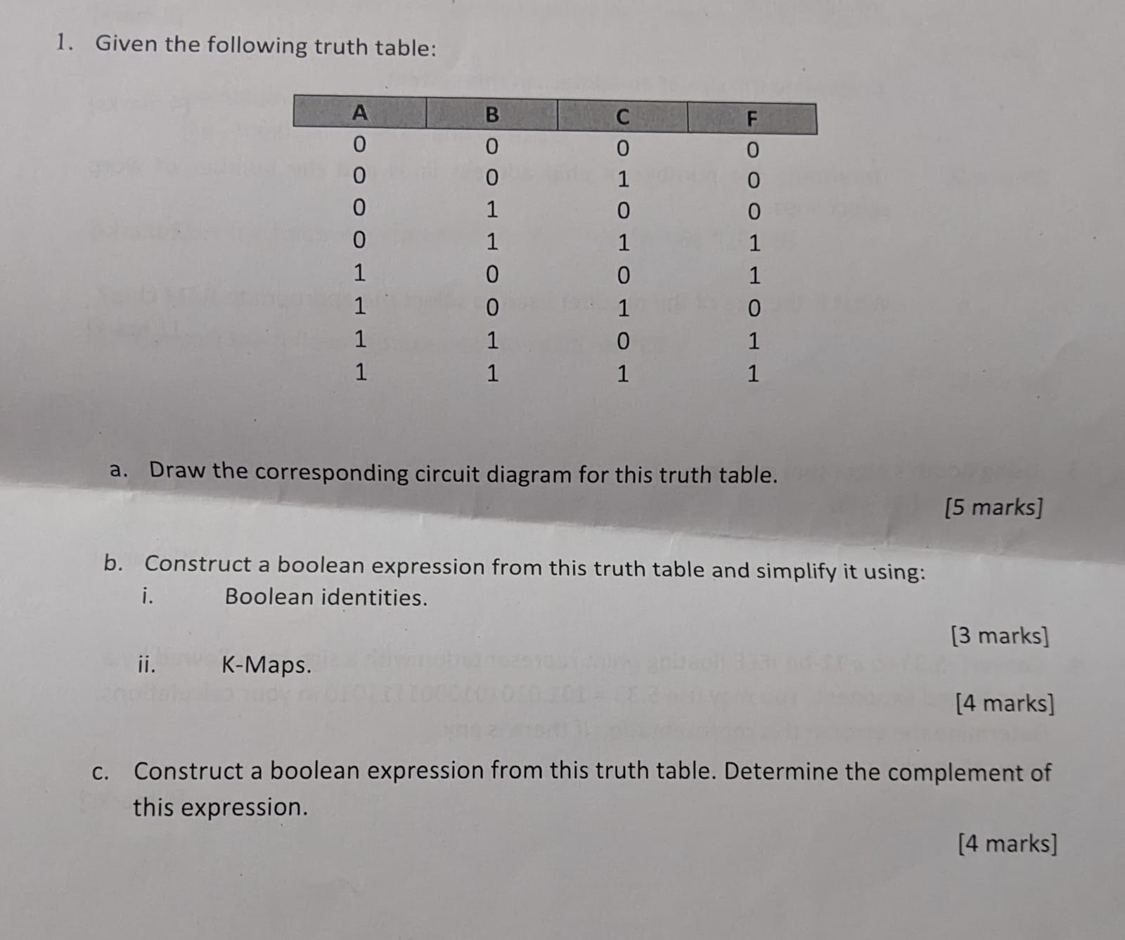 Solved 1. Given the following truth table: a. Draw the | Chegg.com Solved 1. Given the following truth table: a. Draw the | Chegg.com