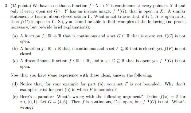 3. (15 points) We have seen that a funetion f:X→Y is | Chegg.com