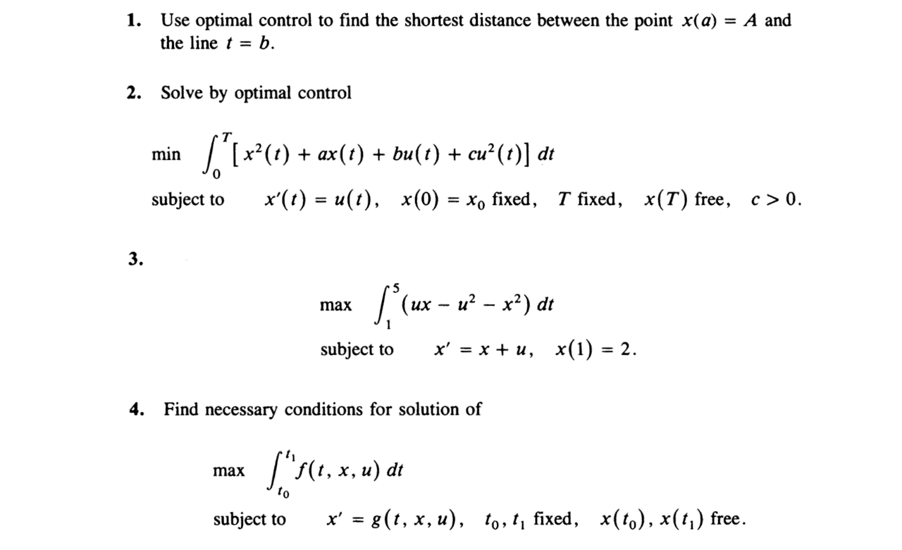 Solved 1. Use optimal control to find the shortest distance | Chegg.com