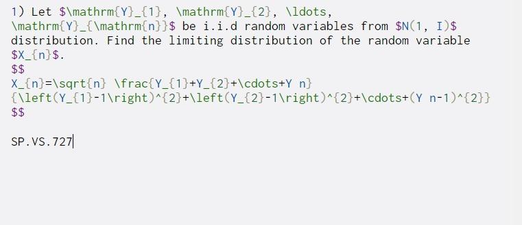 Solved 1) Let $\mathrm{Y}_{1}, \mathrm{Y}_{2}, \ldots, | Chegg.com