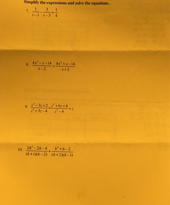 Solved Simplify the expressions and solve the equations. 1-1 | Chegg.com