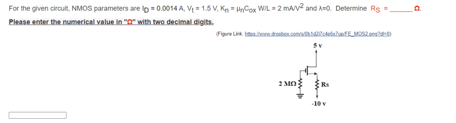 Solved 2. For the given circuit, NMOS parameters are Ip = | Chegg.com