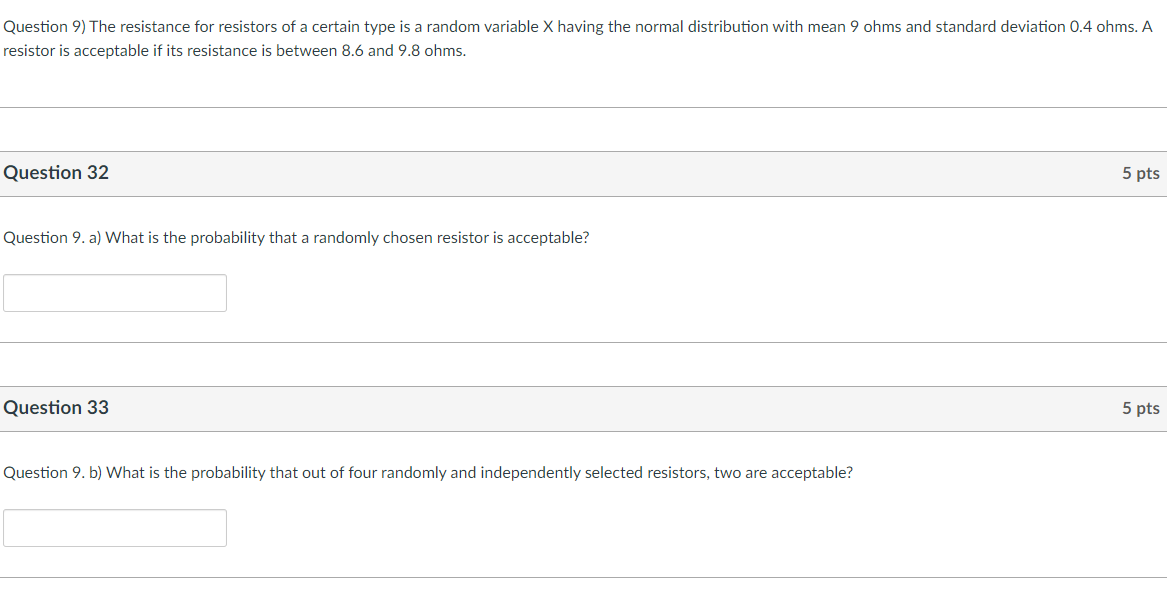 Solved Question 9) The resistance for resistors of a certain | Chegg.com