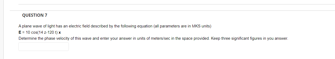 Solved A plane wave of light has an electric field described | Chegg.com