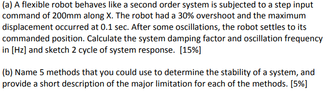 Solved (a) A flexible robot behaves like a second order | Chegg.com