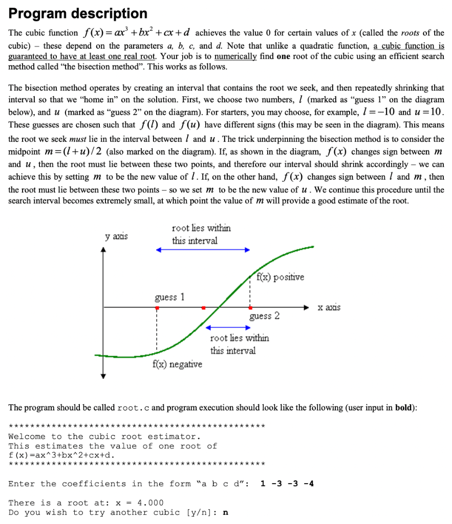 Solved Program description The cubic function | Chegg.com