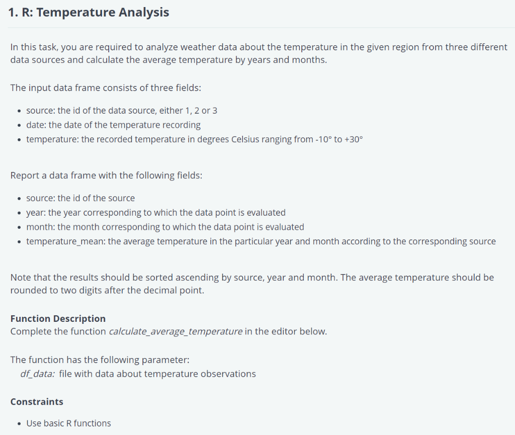 Solved In this task, you are required to analyze weather | Chegg.com