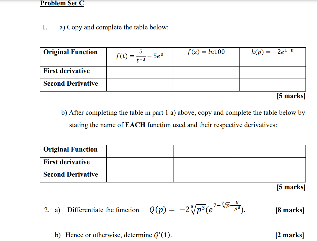 Solved 1. a) Copy and complete the table below: [כ marks] b) | Chegg.com