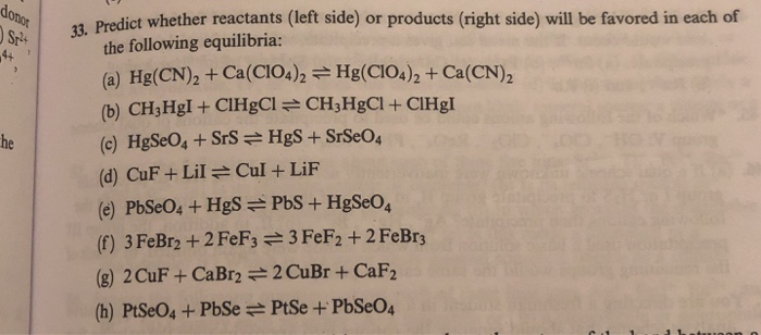 Solved do ict whether reactants (left side) or products | Chegg.com