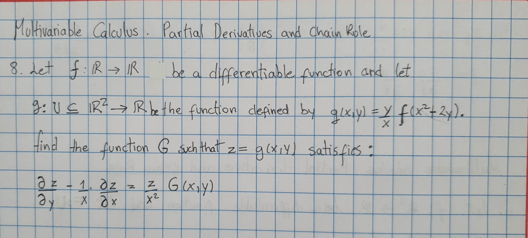 Solved Multivariable Calculus. Partial Derivatives and chain | Chegg.com