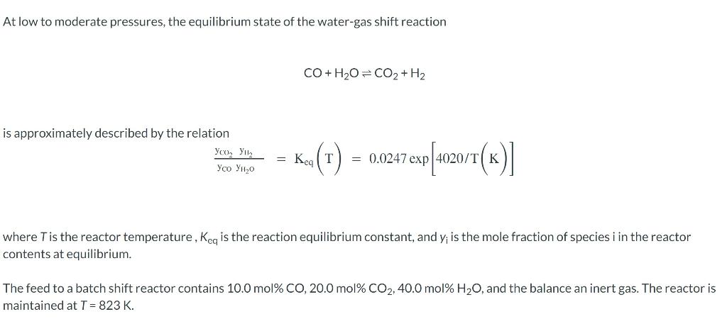 Solved At low to moderate pressures, the equilibrium state | Chegg.com