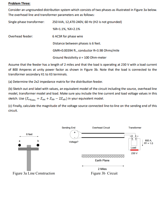 Problem Three:Consider an ungrounded distribution | Chegg.com