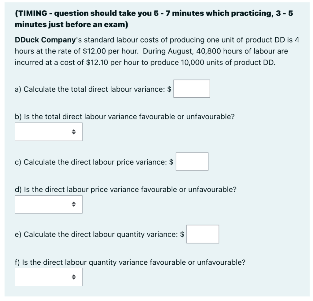 Solved (TIMING - question should take you 5 - 7 minutes | Chegg.com