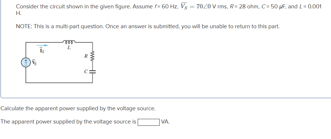 Solved A)Calculate the apparent power supplied by the | Chegg.com