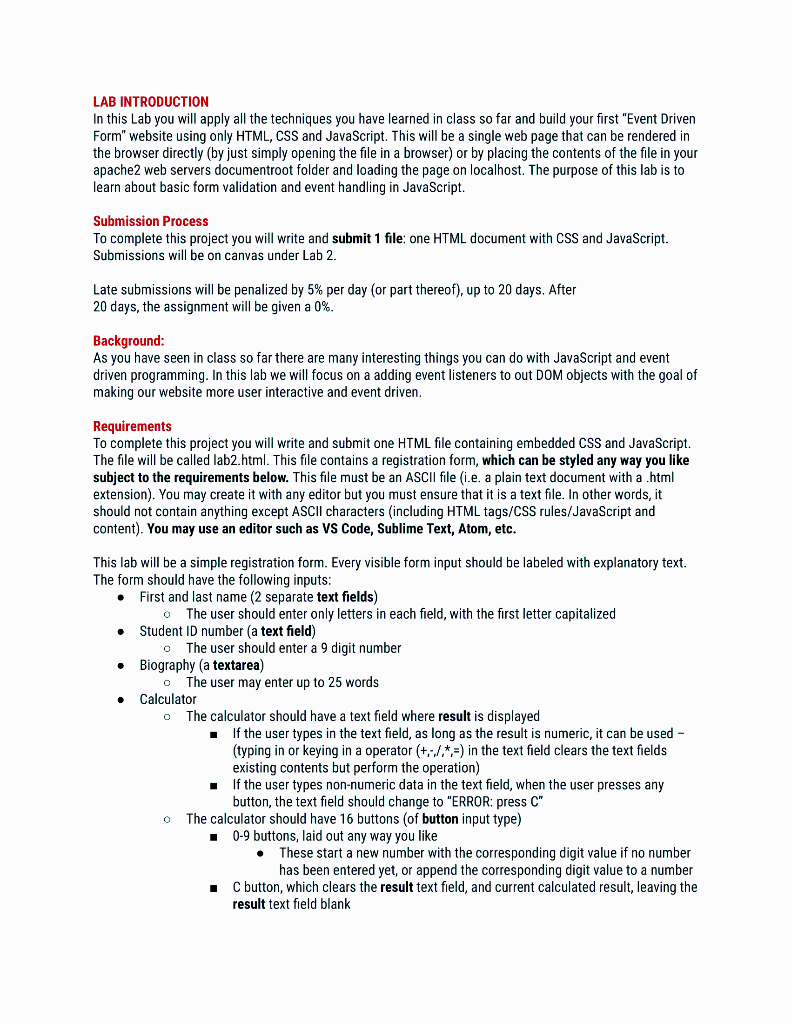 Solved LAB INTRODUCTION In this Lab you will apply all the | Chegg.com