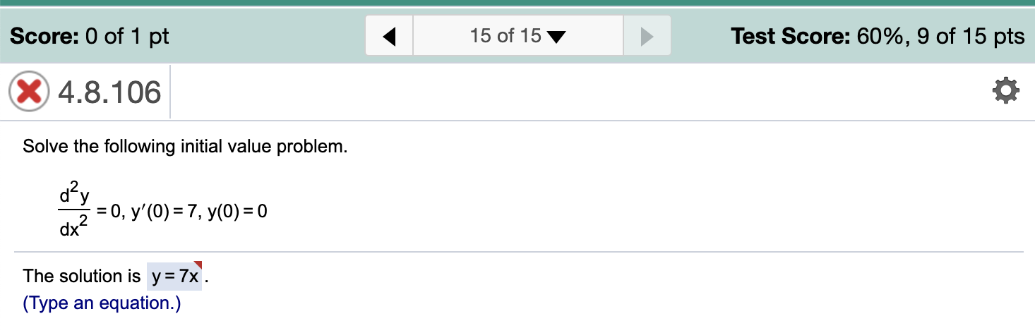 Solved Score: 0 of 1 pt 15 of 15 v Test Score: 60%, 9 of 15 | Chegg.com