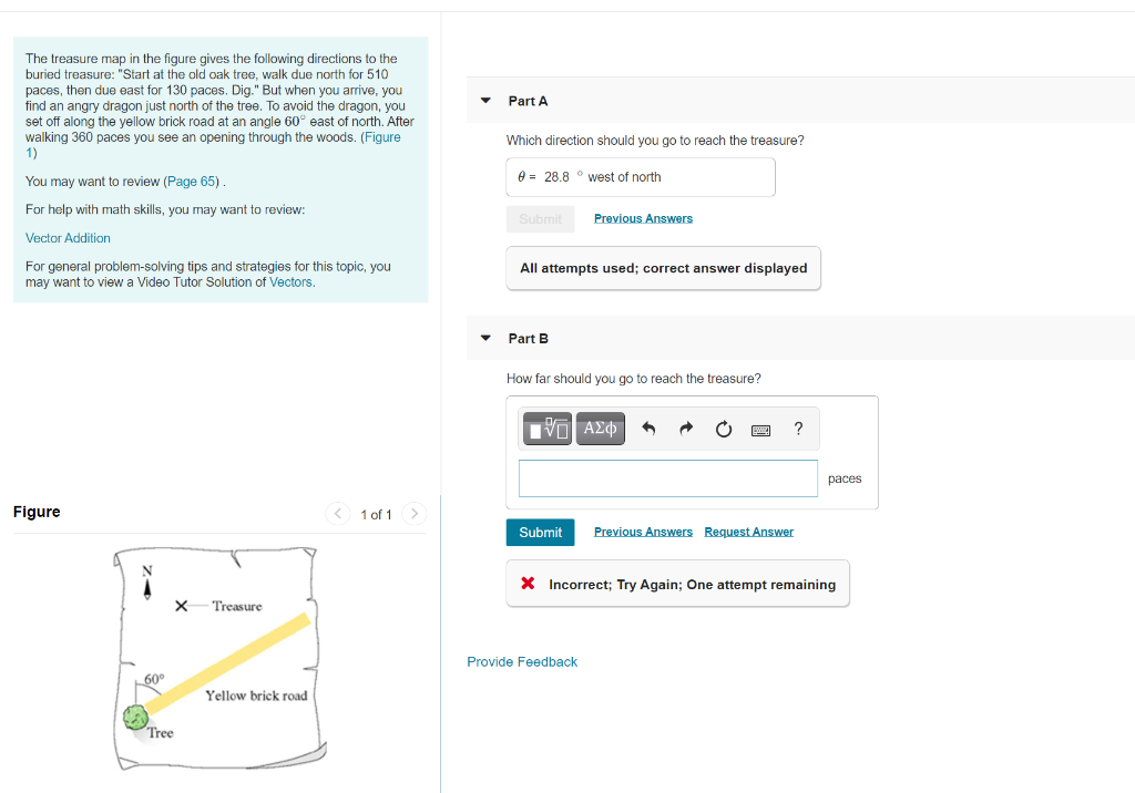 Solved The treasure map in the figure gives the following | Chegg.com