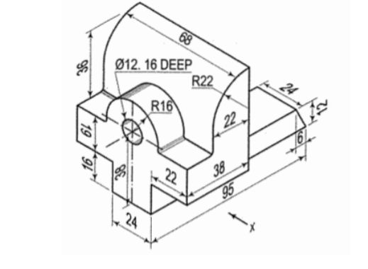 Solved Draw the three views of the following mechanical | Chegg.com