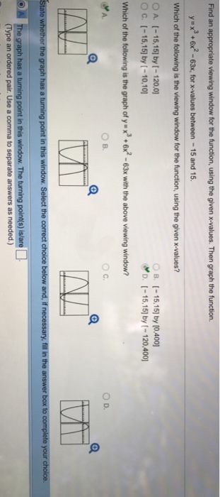 Solved Find an appropriate viewing window for the function, | Chegg.com