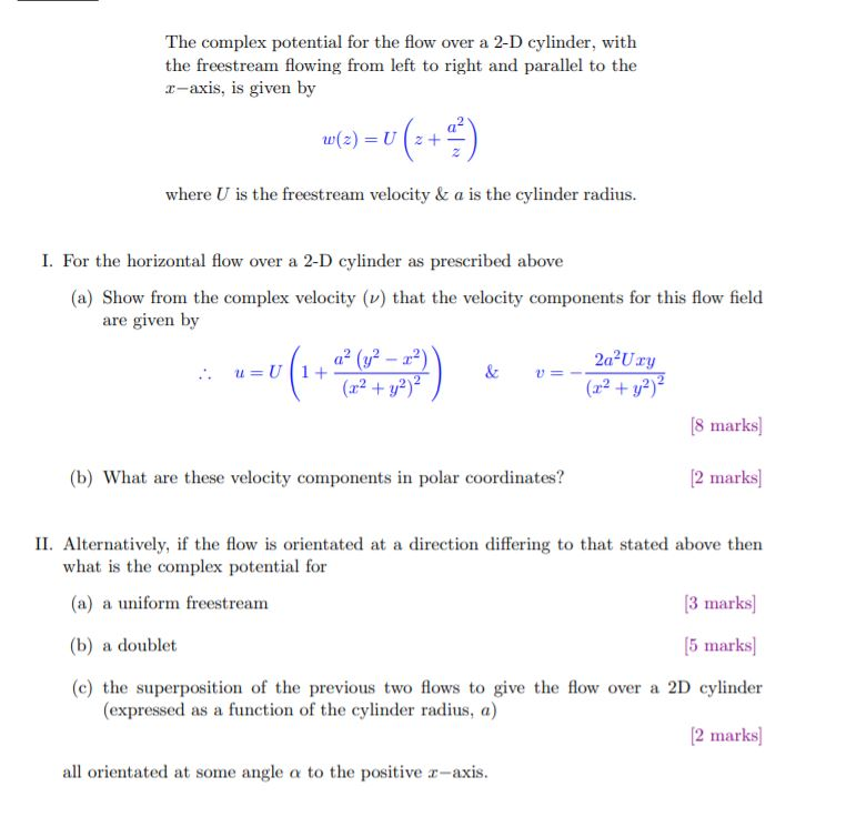 The complex potential for the flow over a 2-D | Chegg.com