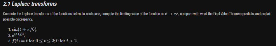 Solved 2.1 Laplace transforms Compute the Laplace transforms | Chegg.com
