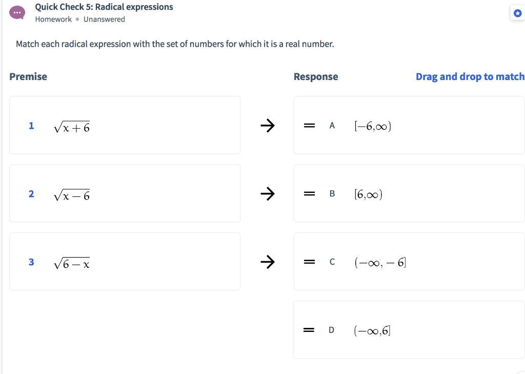 Solved Match each expression with the values that make it | Chegg.com