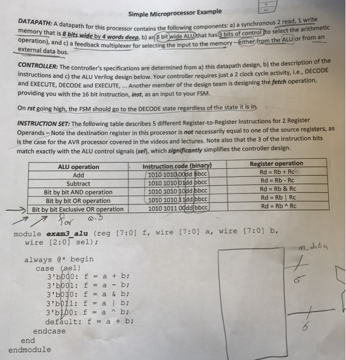 Solved Simple Microprocessor Example DATAPATH: A datapath | Chegg.com