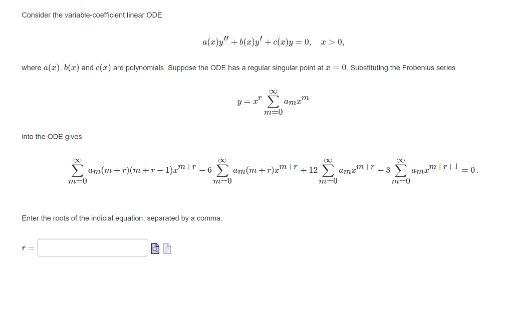 Solved Consider the variable-coefficient linear ODE a(x)y" | Chegg.com