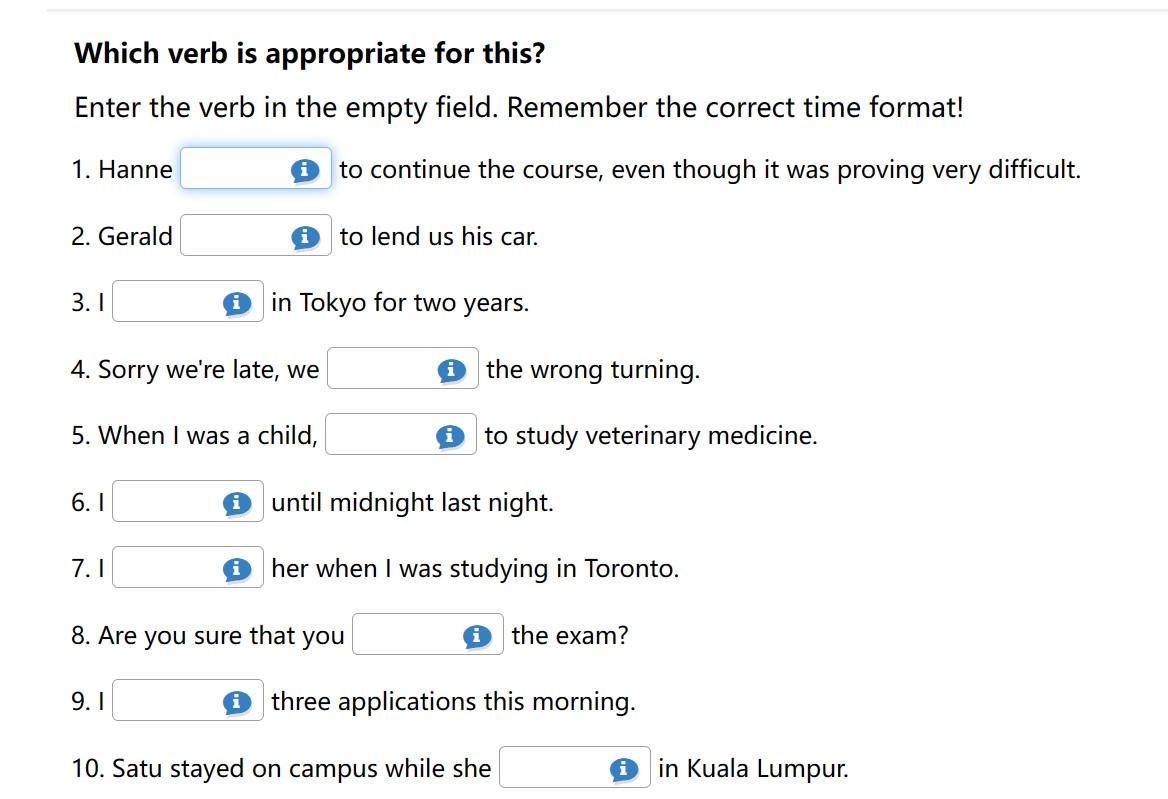 Which verb is appropriate for this? Enter the verb in | Chegg.com