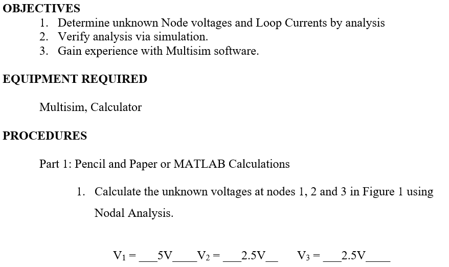 Solved OBJECTIVES 1. Determine unknown Node voltages and | Chegg.com