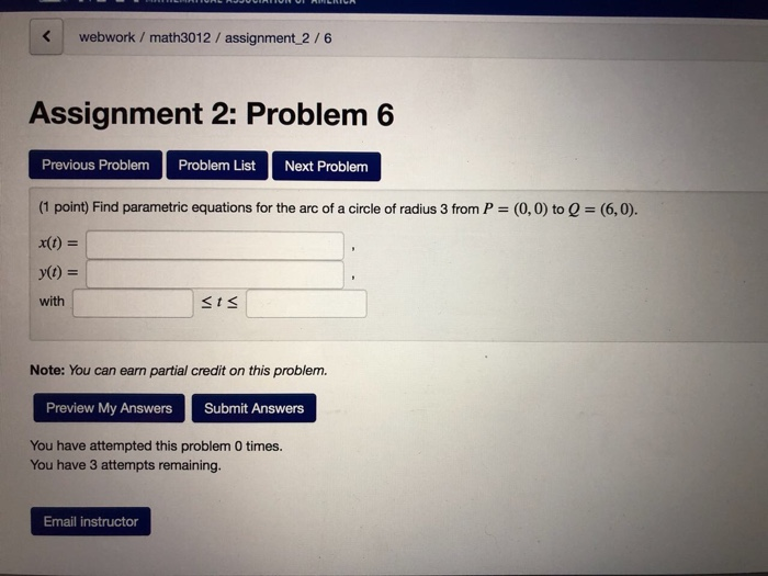 Solved webwork /math3012/ assignment 2/6 Assignment 2: | Chegg.com