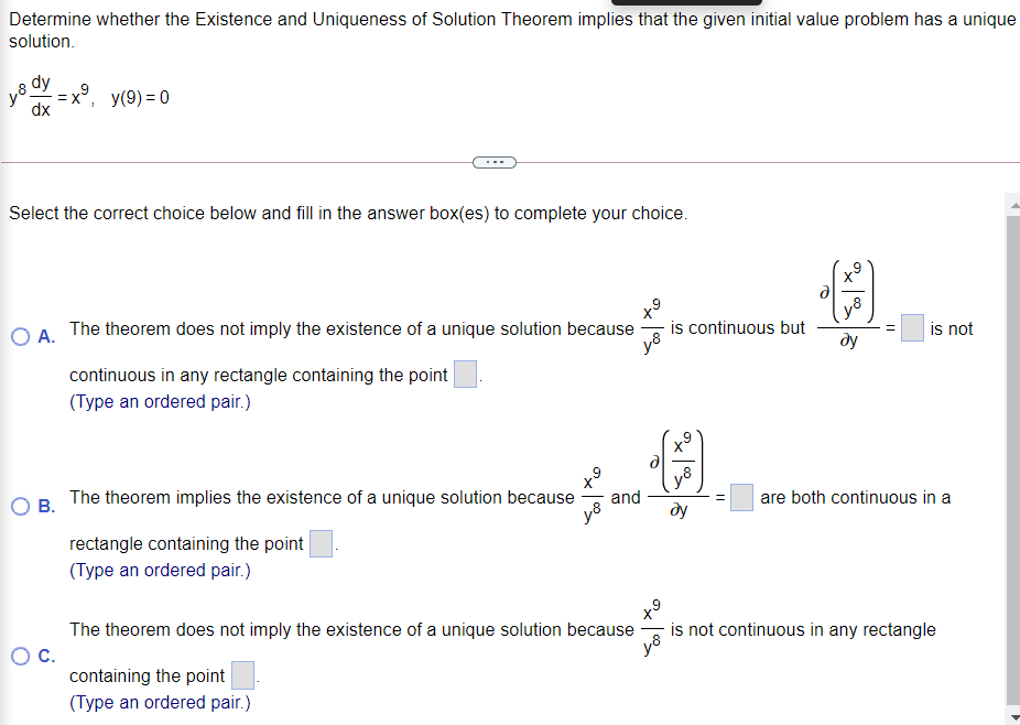 Solved Determine whether the Existence and Uniqueness of | Chegg.com
