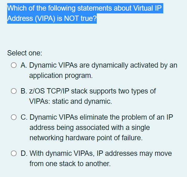 Solved Which z/OS Communications Server function protects | Chegg.com