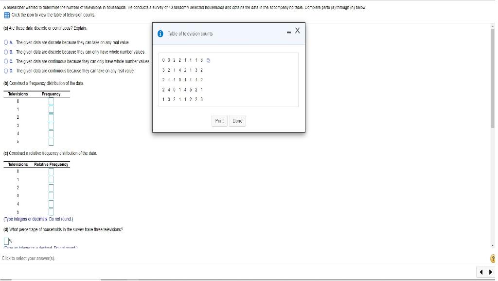 Solved (e) What percentage of households in the survey have | Chegg.com
