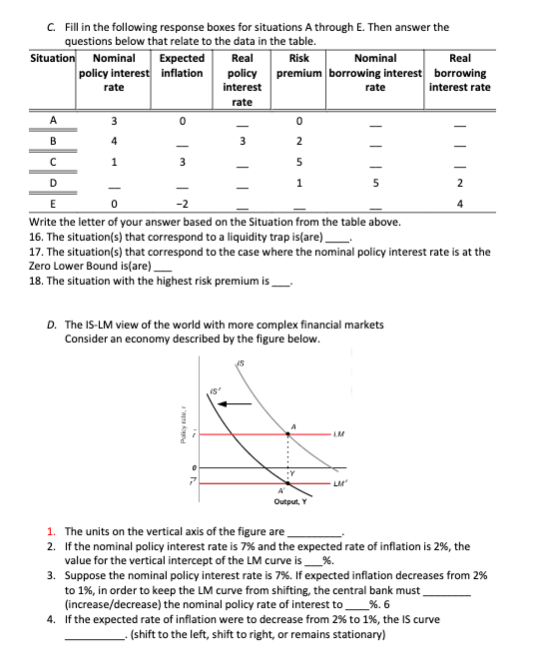 C. Fill in the following response boxes for | Chegg.com