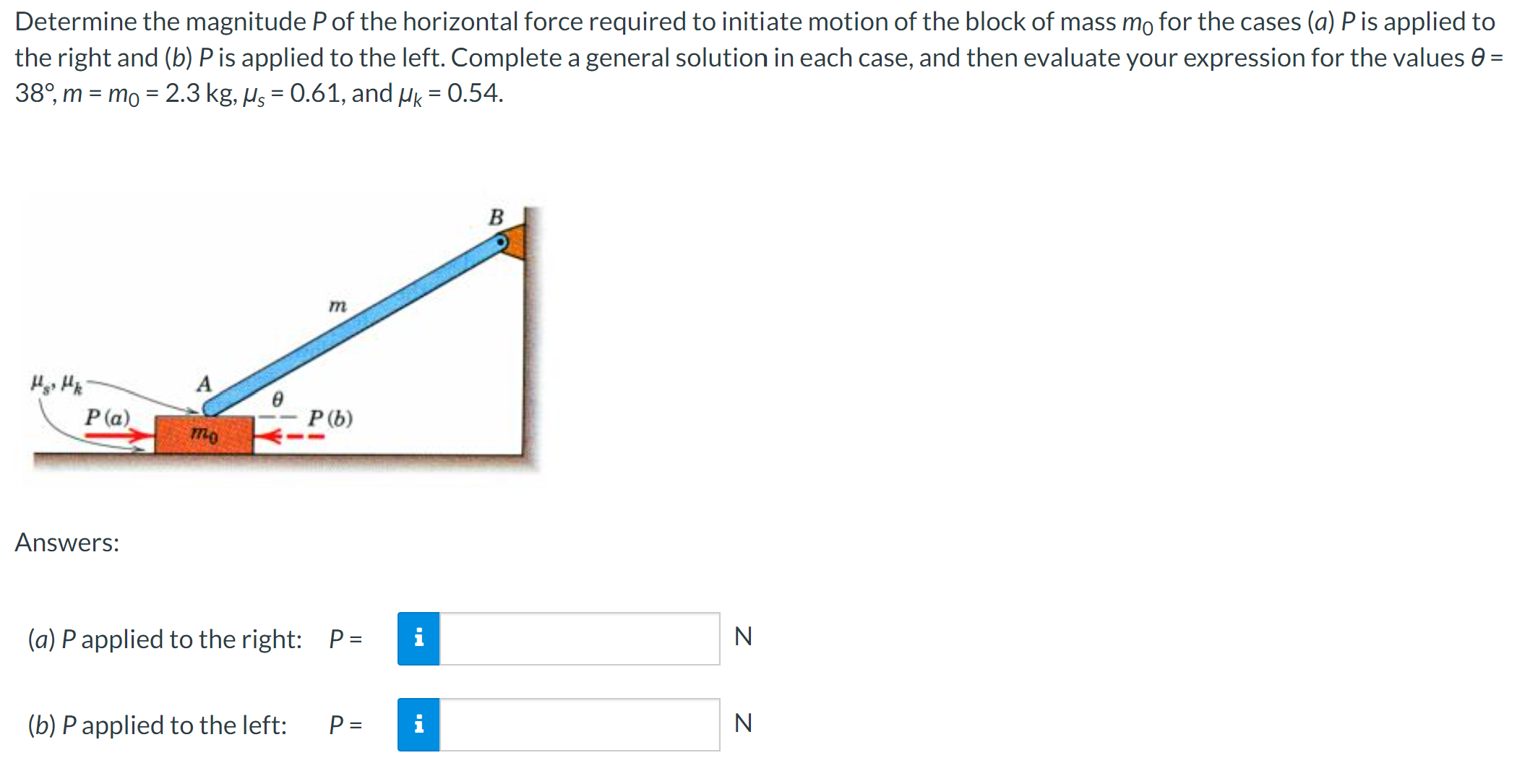 Solved Determine the magnitude P of the horizontal force | Chegg.com
